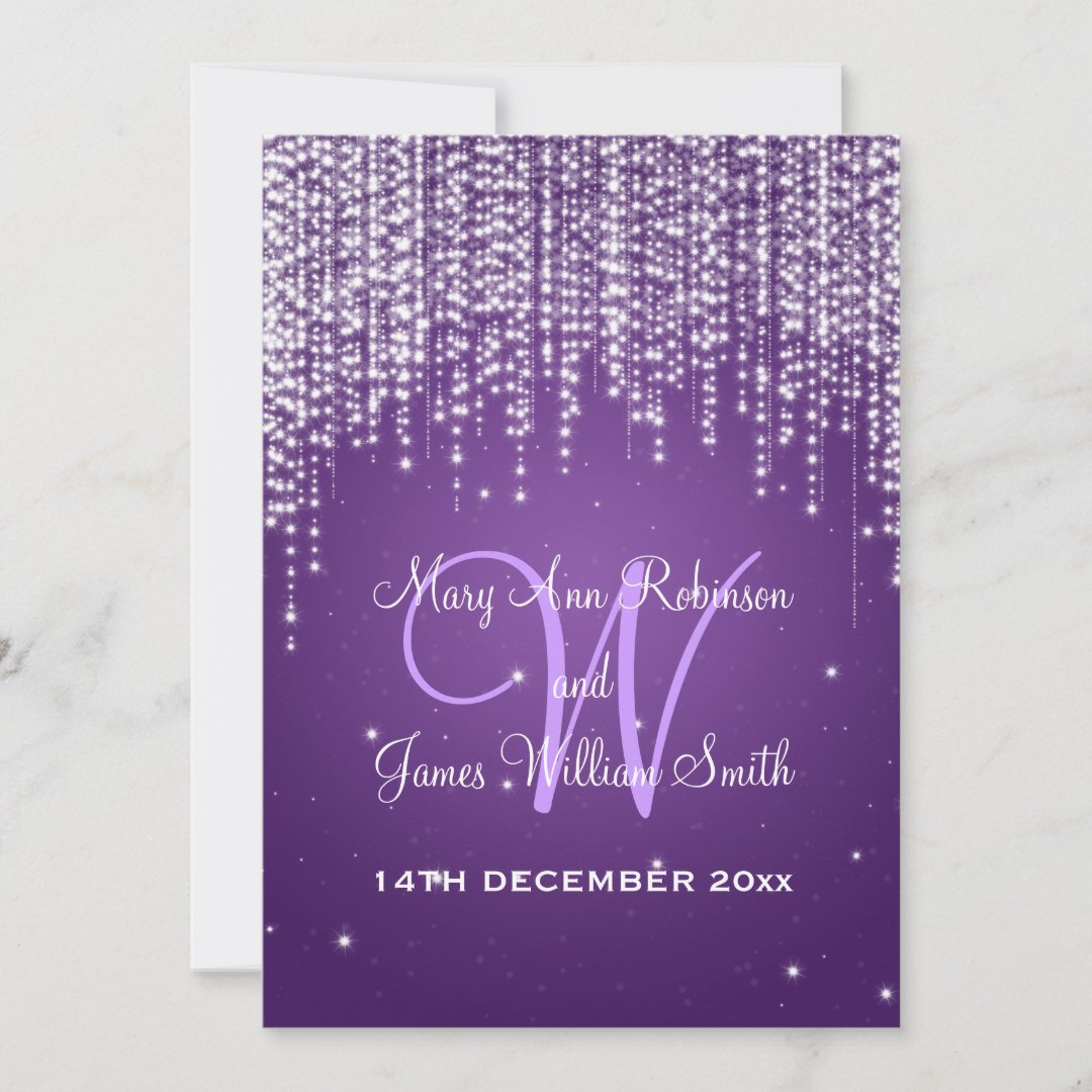Elegant Wedding Night Dazzle Purple Invitation | Zazzle