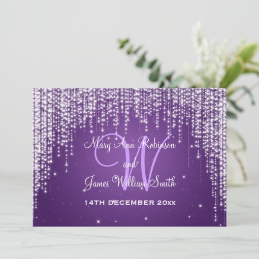 Elegant Wedding Night Dazzle Purple Invitation | Zazzle