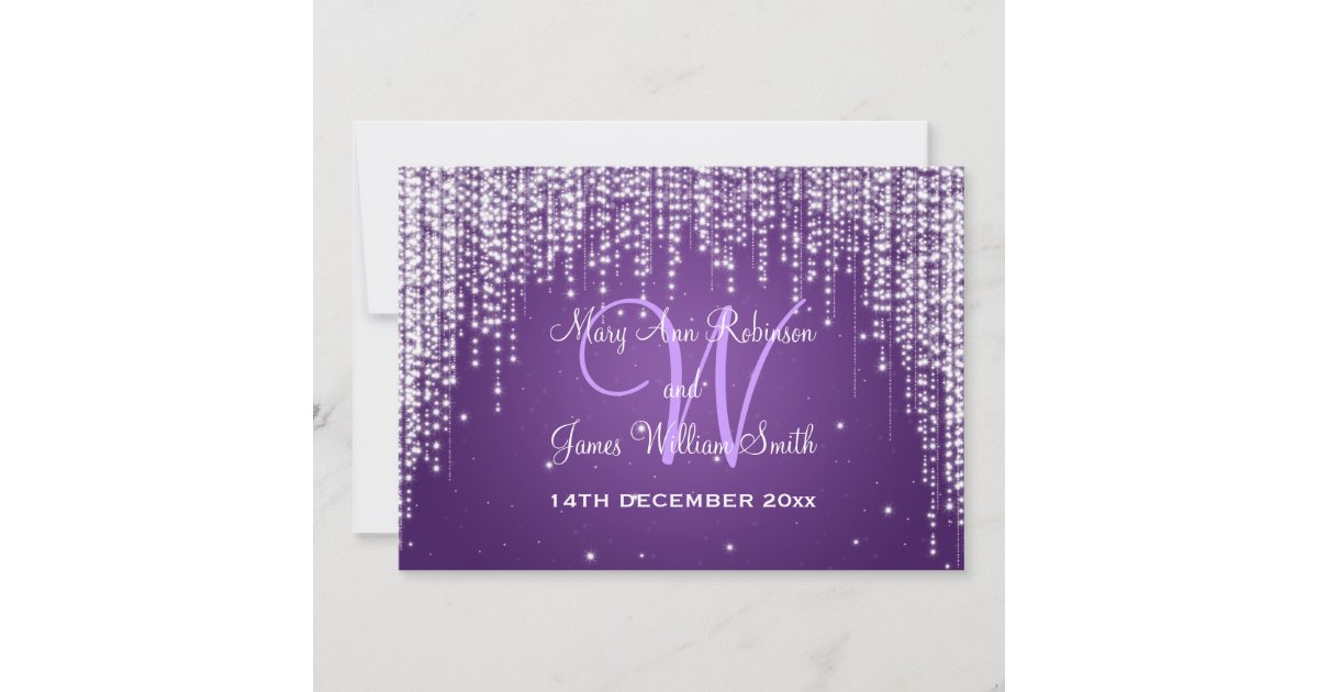 Elegant Wedding Night Dazzle Purple Invitation | Zazzle