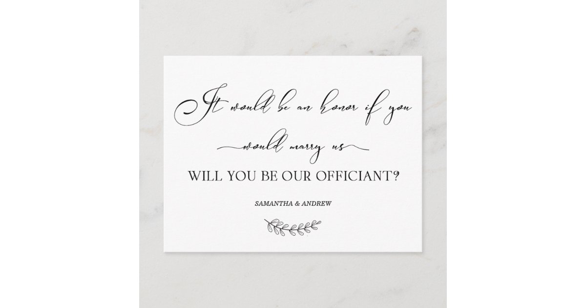 Elegant Wedding Officiant Personalized Card | Zazzle