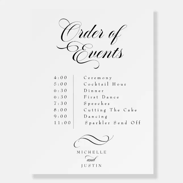 Elegant Wedding Order of Events Poster | Zazzle