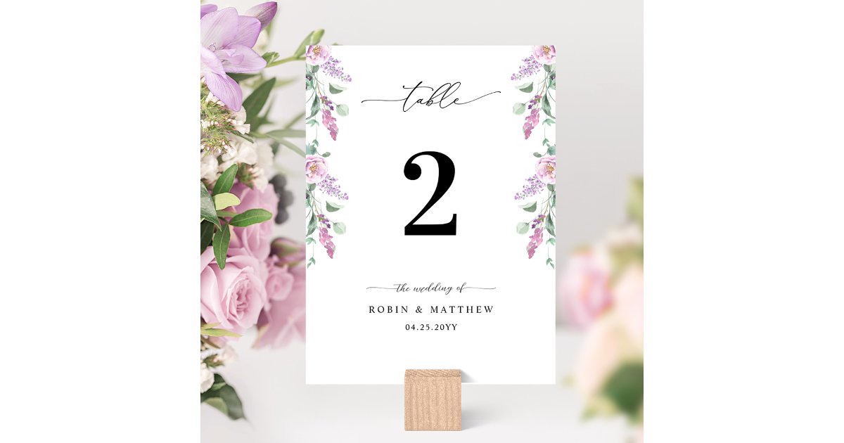 Elegant Wedding Pastel Color Floral Table Number | Zazzle