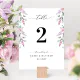 Elegant Wedding Pastel Color Floral Table Number | Zazzle