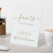 Elegant Wedding Personalized Gold Favors Table Pedestal Sign | Zazzle