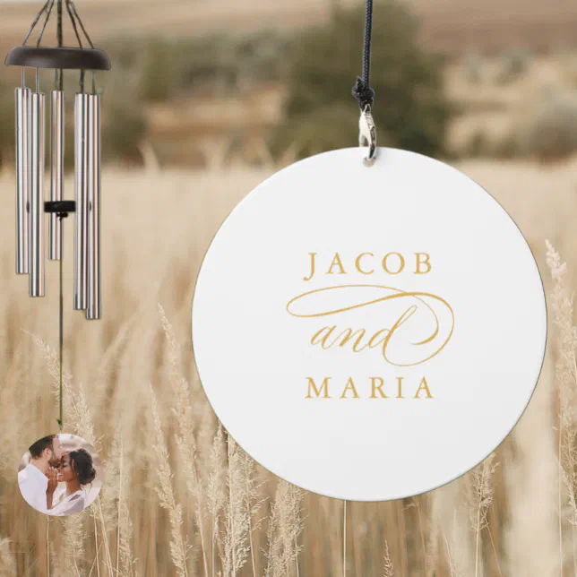 Elegant Wedding Personalized Photo Keepsake Wind Chime | Zazzle