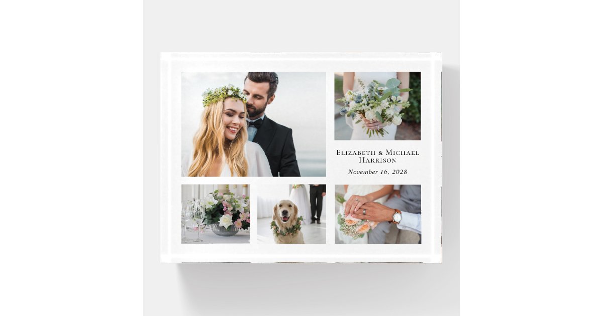 Elegant Wedding Photo Collage Paperweight | Zazzle