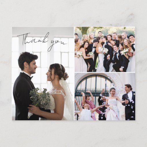 Elegant Wedding Photo Collage Thank You Card | Zazzle