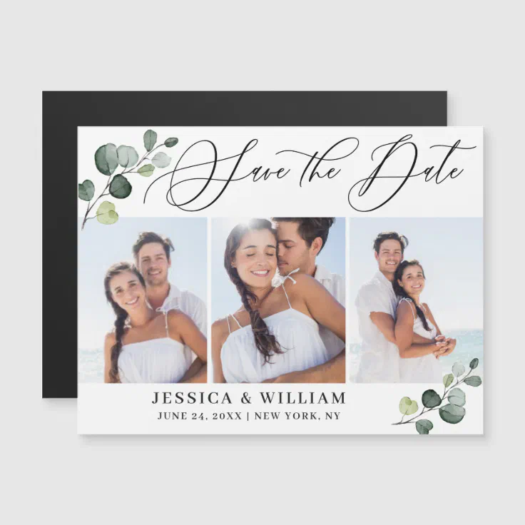 Elegant Wedding PHOTO Save the Date Magnetic Card | Zazzle
