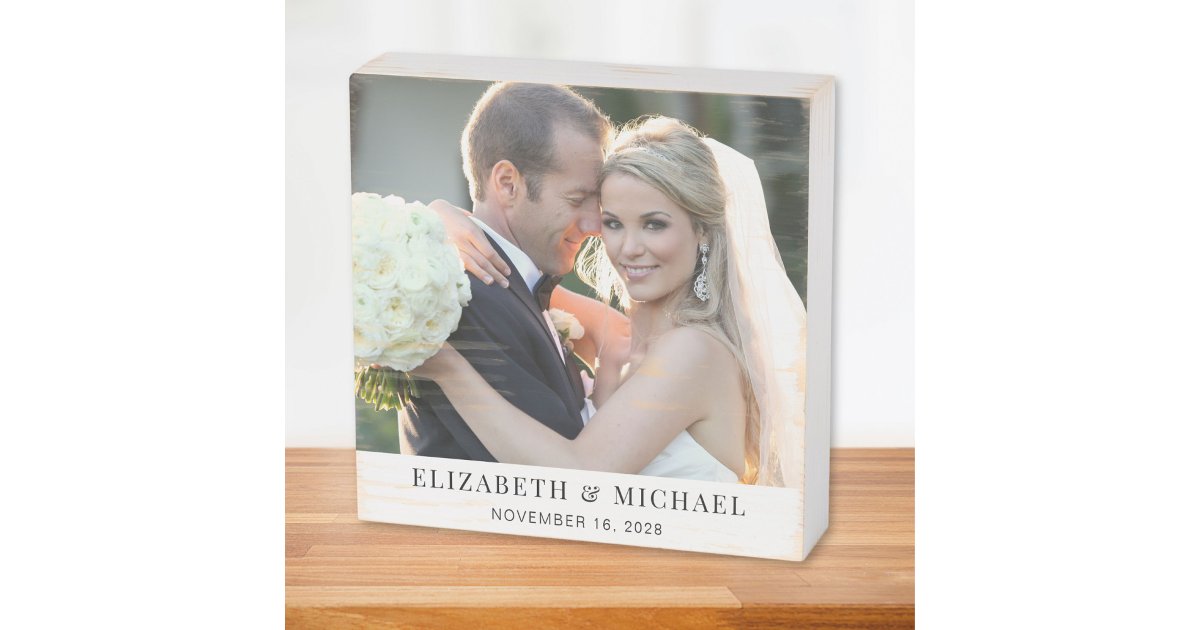 Elegant Wedding Photo Wooden Box Sign | Zazzle