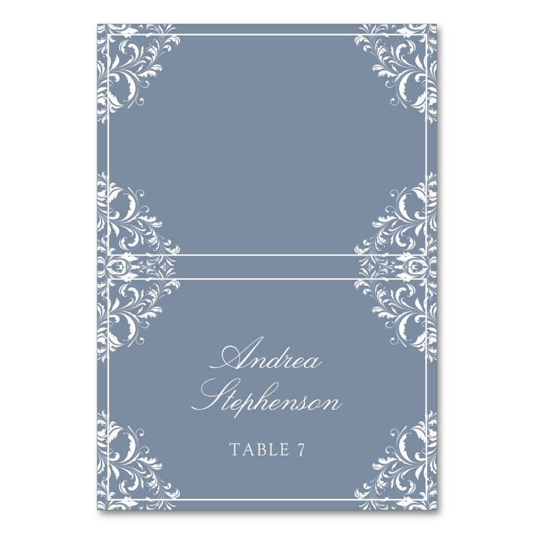 Elegant Wedding Place / Name Cards (Dusty Blue) | Zazzle