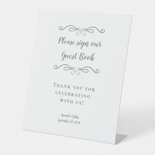 Elegant Wedding Please Sign Our Guest Book Gray | Zazzle