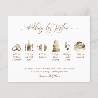 Elegant Wedding Program and Timeline in Gold | Zazzle