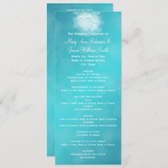 Elegant Wedding Program Modern Hearts Blue | Zazzle