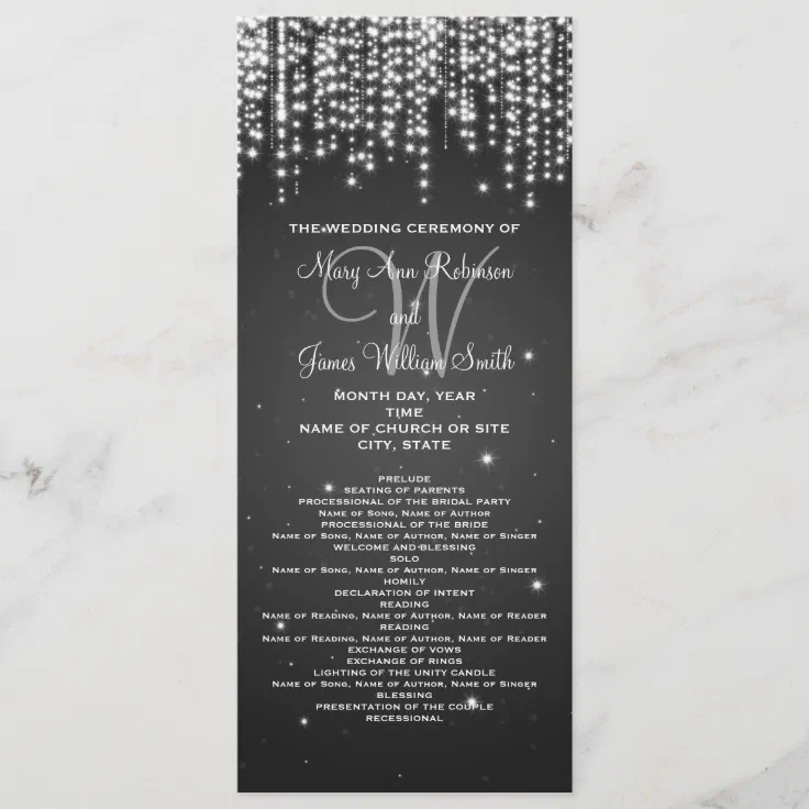 Elegant Wedding Program Night Dazzle Black | Zazzle