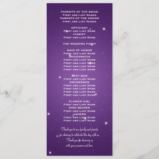 Elegant Wedding Program Night Dazzle Purple | Zazzle