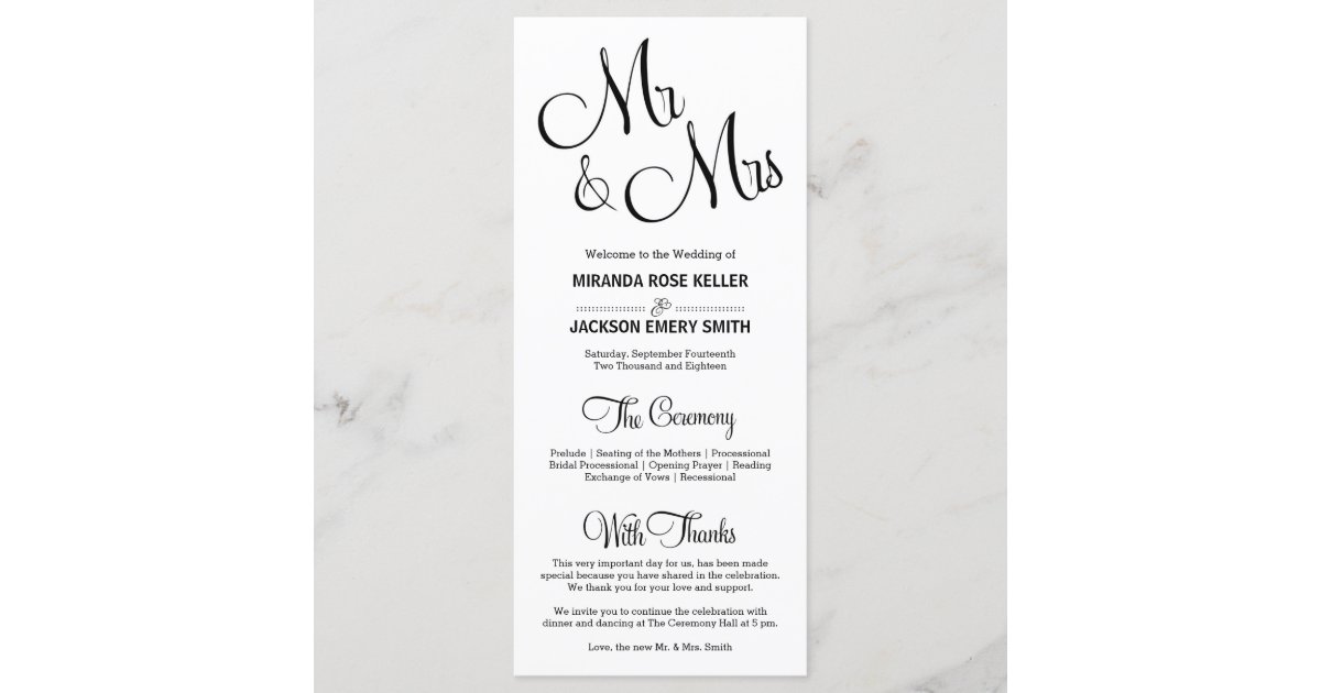 Elegant Wedding Program / Simple Wedding Program | Zazzle