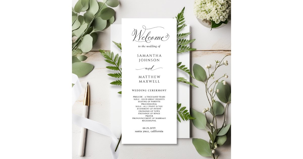 Elegant Wedding Program with Beautiful Calligraphy | Zazzle