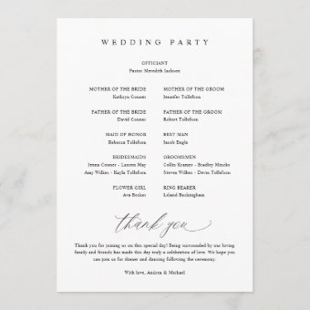Elegant Wedding Programs 5x7 Romantic Calligraphy | Zazzle