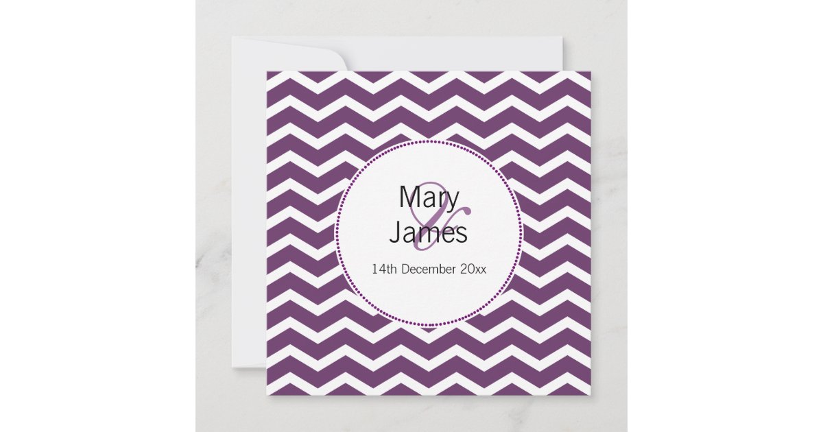 Elegant Wedding Purple Chevron Pattern Invitation | Zazzle