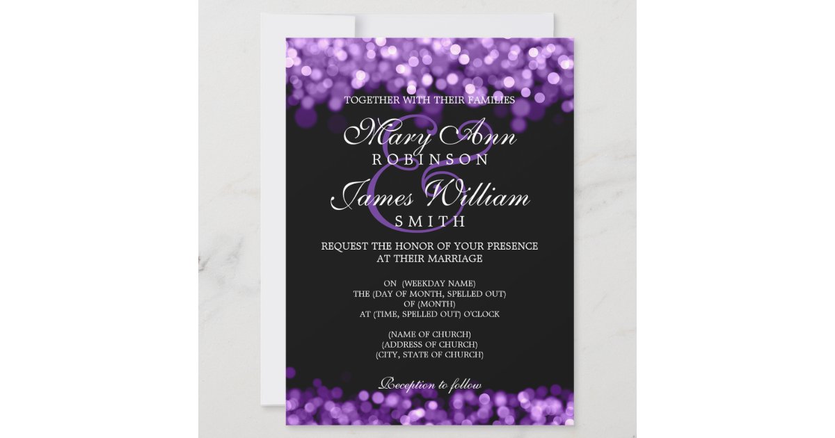Elegant Wedding Purple Lights Invitation | Zazzle