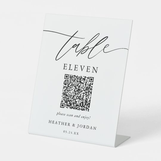 Elegant Wedding QR Code Table Numbers Pedestal Sign | Zazzle.com