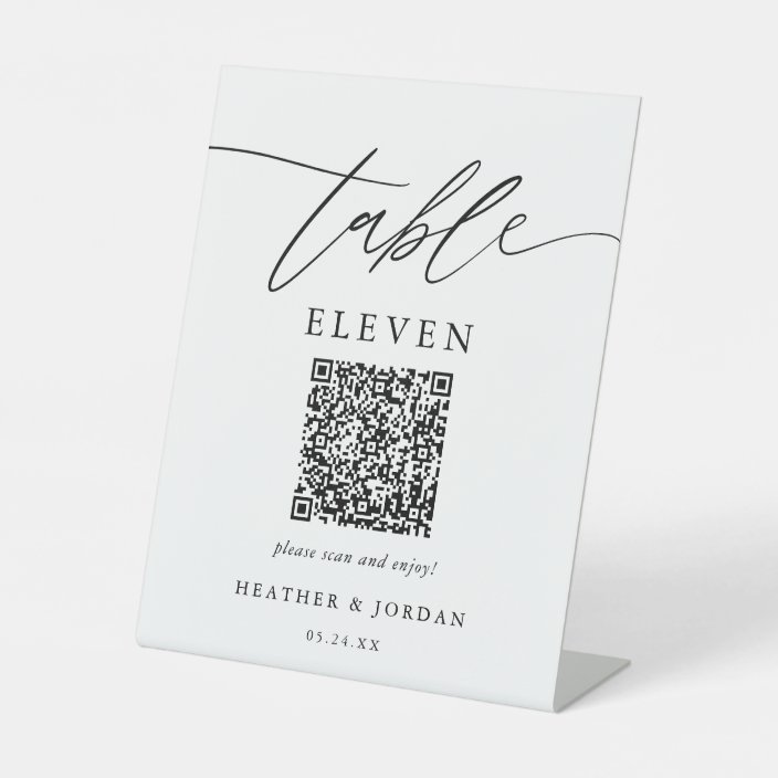 Elegant Wedding QR Code Table Numbers Pedestal Sign | Zazzle.com