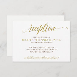 Elegant Wedding Reception Card | Gold Typography | Zazzle