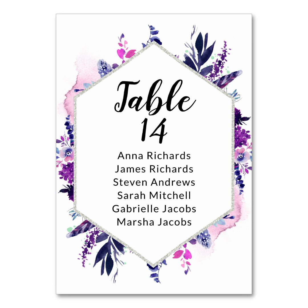 Elegant Wedding Reception Guest Seating Chart Table Number | Zazzle