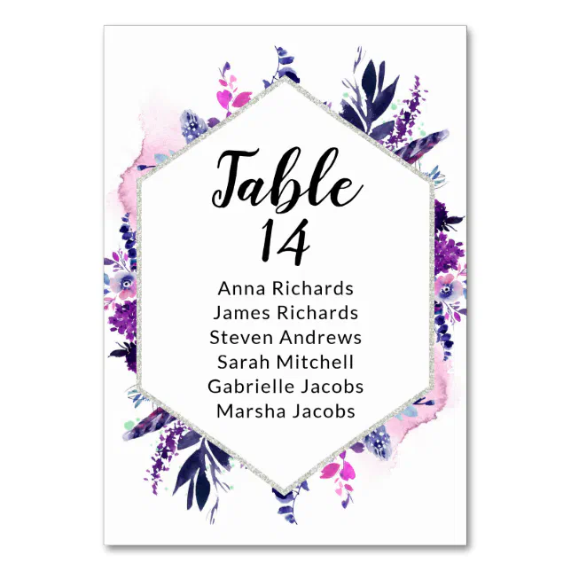 Elegant Wedding Reception Guest Seating Chart Table Number | Zazzle