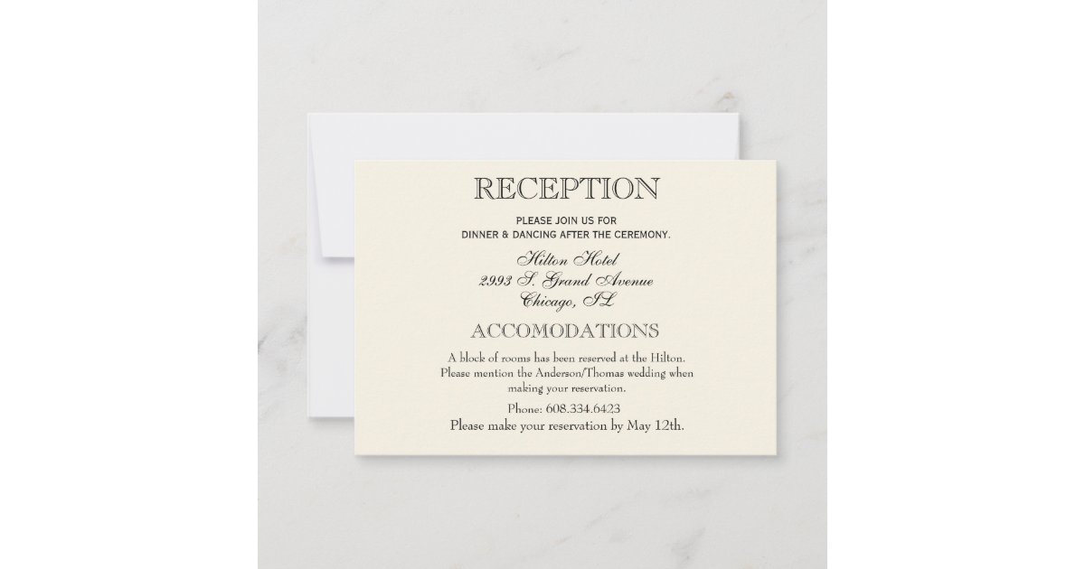 Elegant Wedding Reception Simple Traditional RSVP Card | Zazzle