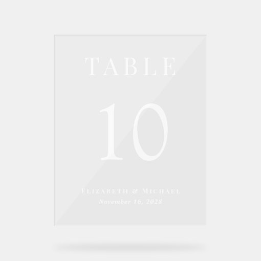 Elegant Wedding Reception Table Number Acrylic Sign | Zazzle