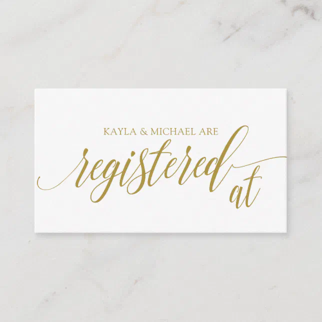 Elegant Wedding Registered At Registry Cards- Gold Enclosure Card | Zazzle