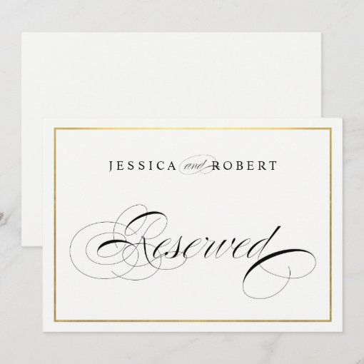 Elegant Wedding Reserved Sign Invitation | Zazzle