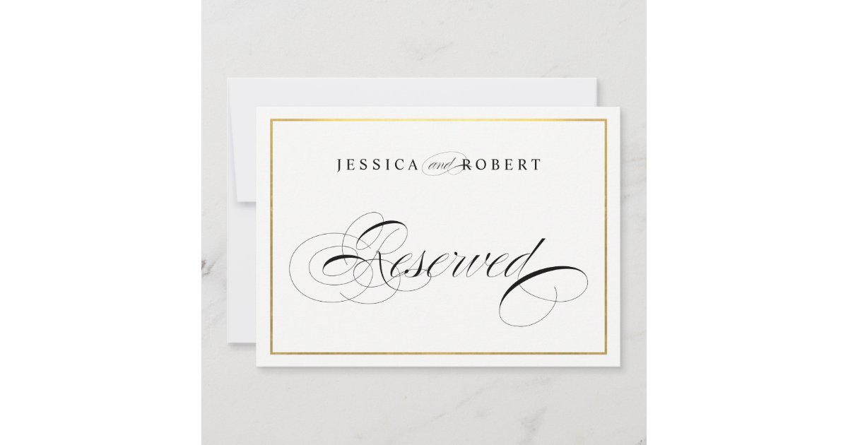 Elegant Wedding Reserved Sign Invitation | Zazzle