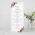 Elegant Wedding Rose Floral Gold Frame White Menu | Zazzle