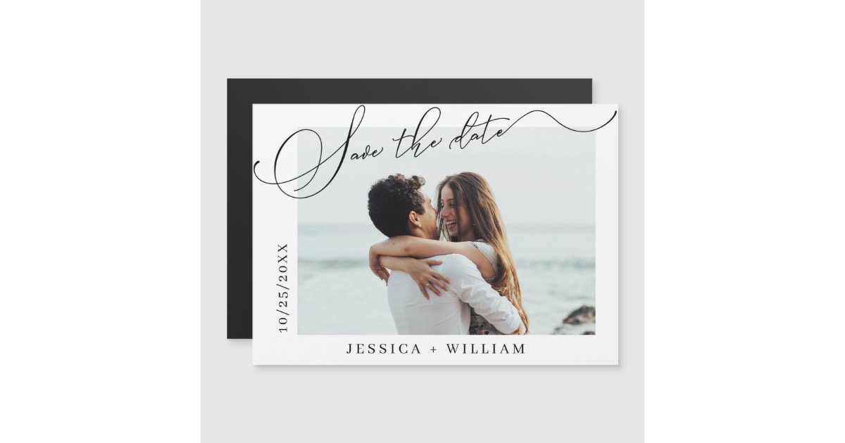 Elegant Wedding Save the Date Magnetic PHOTO Card | Zazzle