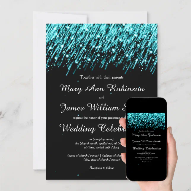 Elegant Wedding Save The Date Stars Turquoise | Zazzle