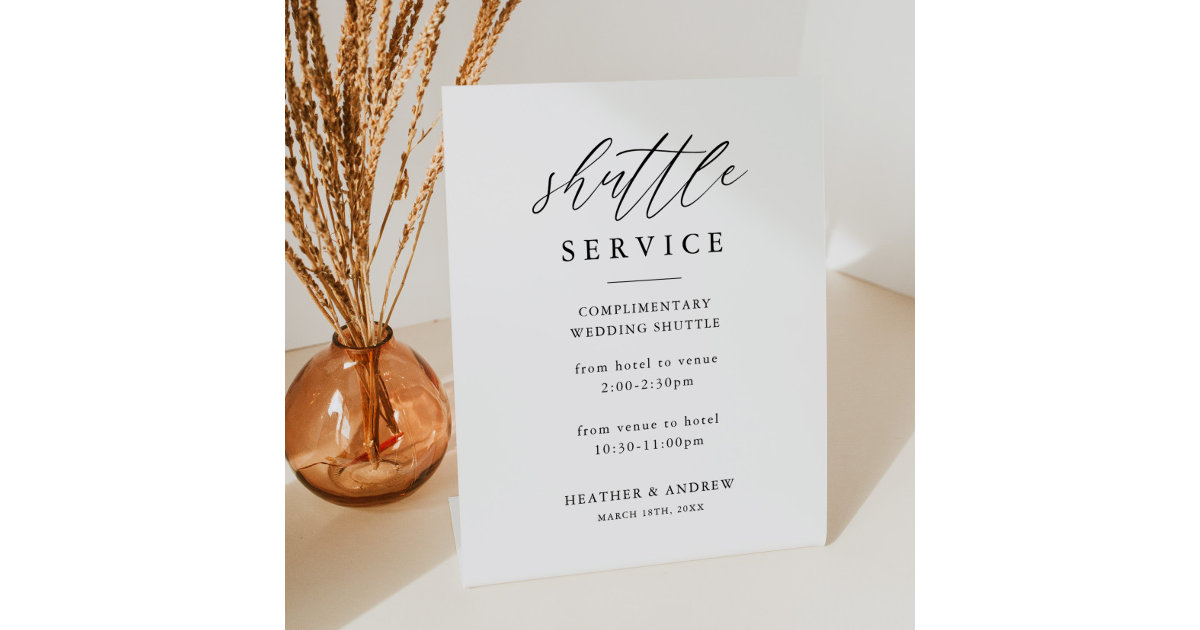 Elegant Wedding Shuttle Service Sign | Zazzle
