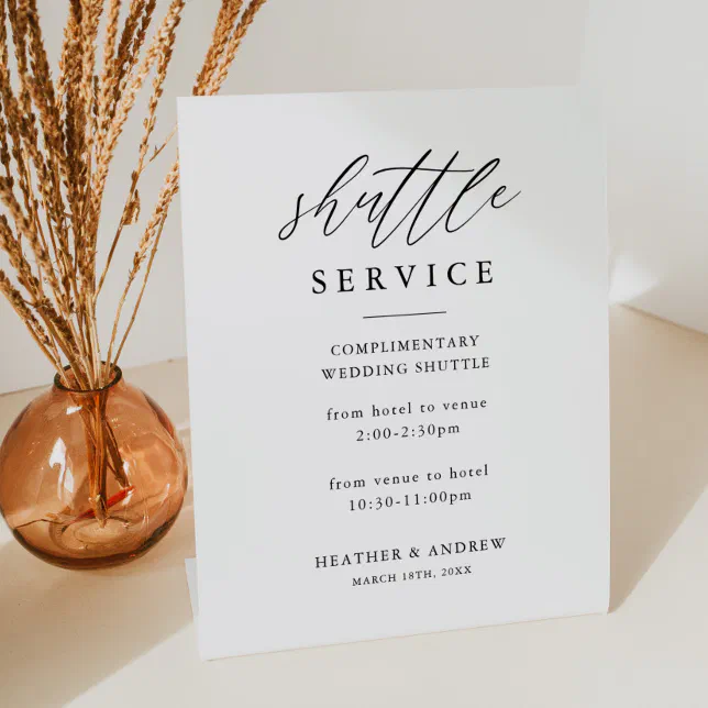 Elegant Wedding Shuttle Service Sign | Zazzle