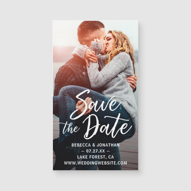 Elegant Wedding Small Save the Date Magnets Photo | Zazzle