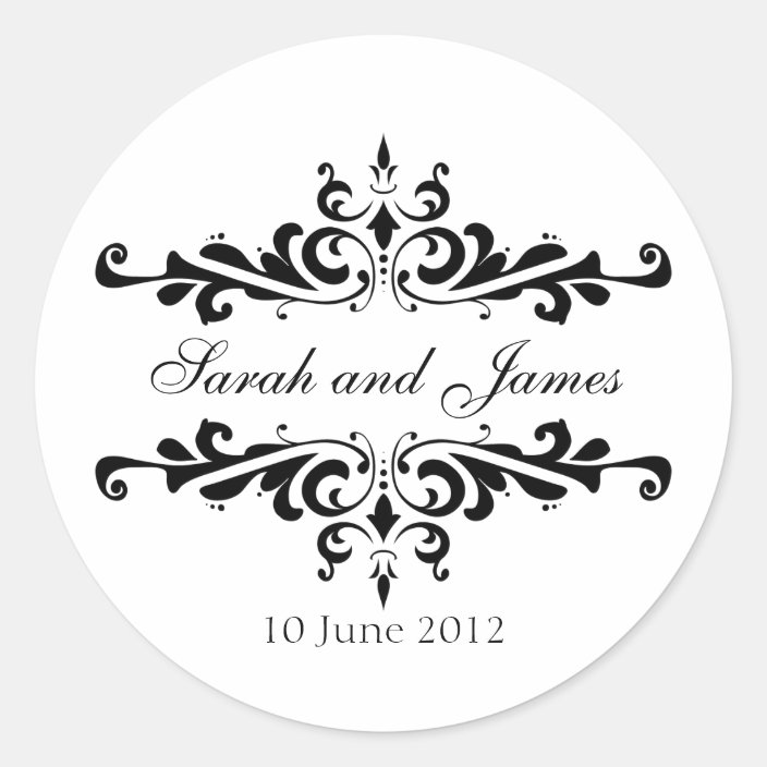 Elegant Wedding Stickers with Names and Date | Zazzle.com