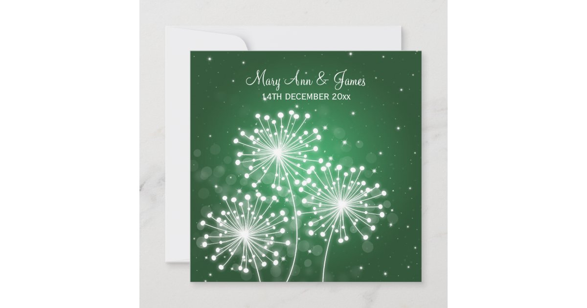 Elegant Wedding Summer Sparkle Emerald Green Invitation | Zazzle