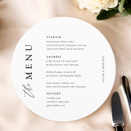 Elegant Wedding Table Circle Menu Cards | Zazzle