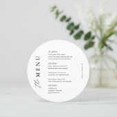 Elegant Wedding Table Circle Menu Cards | Zazzle