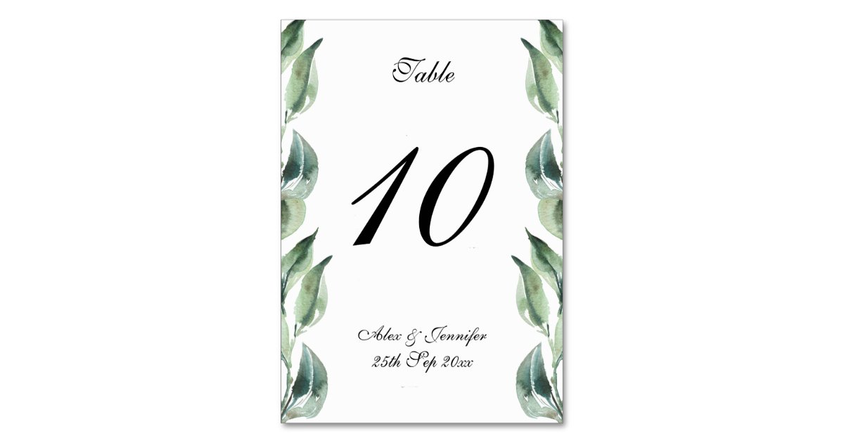 Elegant Wedding Table No. Card with Guest Names | Zazzle