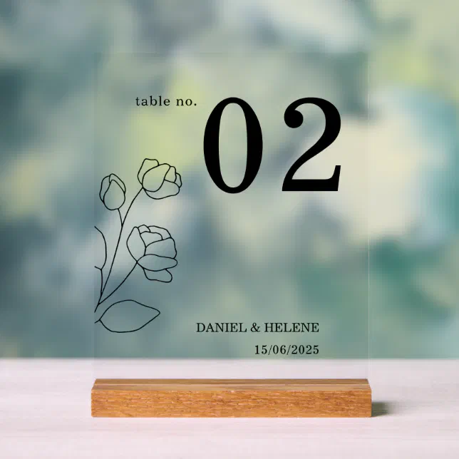 Elegant Wedding Table Number Card Acrylic Sign | Zazzle