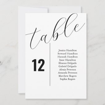 Elegant Wedding Table Number Seating Chart Cards | Zazzle