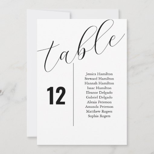 Elegant Wedding Table Number Seating Chart Cards | Zazzle