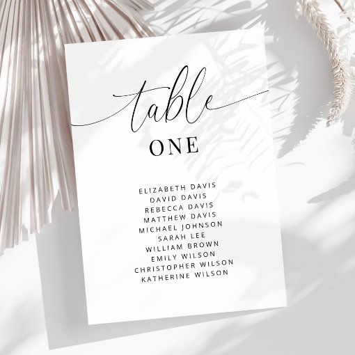 Elegant Wedding Table Number Seating Chart Cards | Zazzle