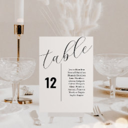 Elegant Wedding Table Number Seating Chart Cards | Zazzle